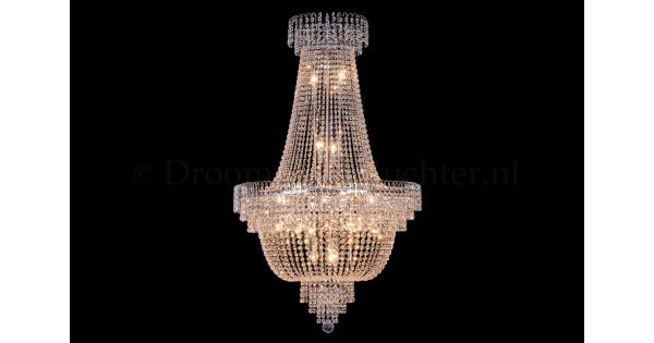 Lustre empire 19 ampoules cristal argent - Ø80cm - Salle - Salle